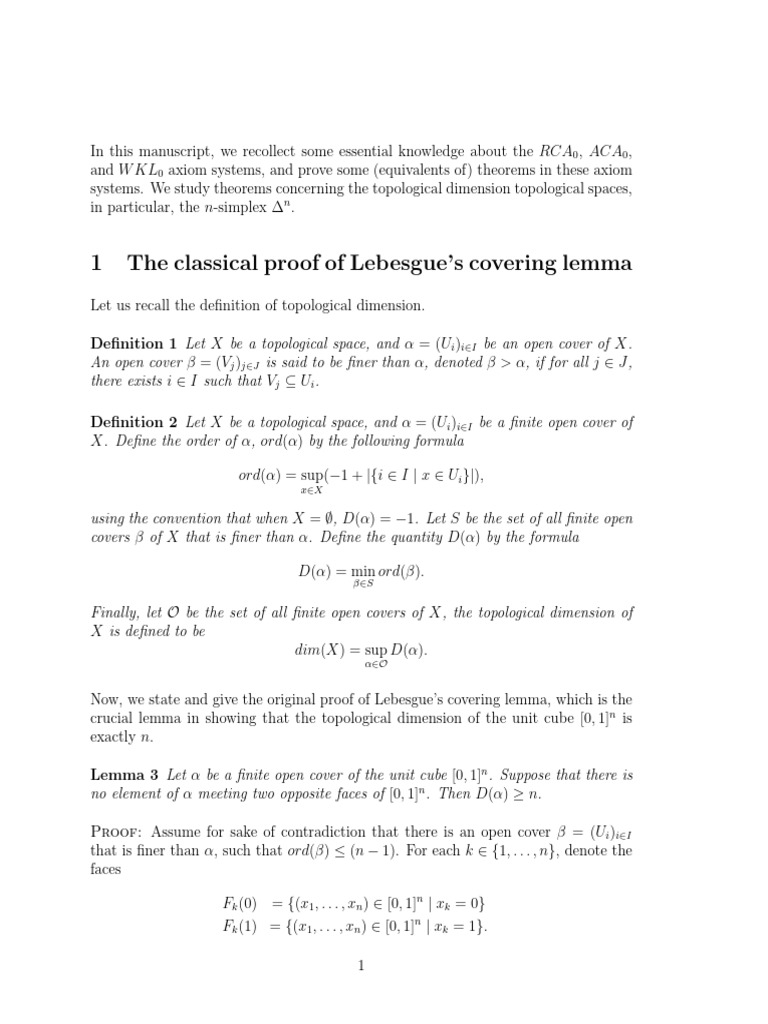 Topological Dimension | PDF | Interval (Mathematics) | Topology