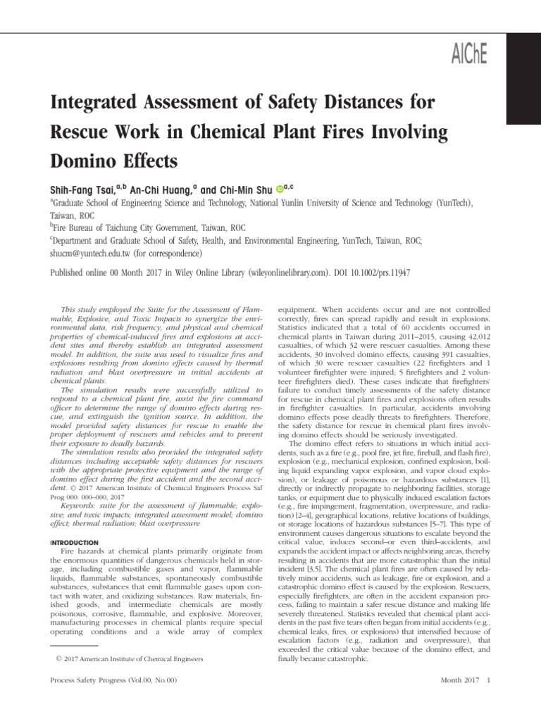 Integrated Assessment of Safety Distances For Rescue Work in Chemical ...