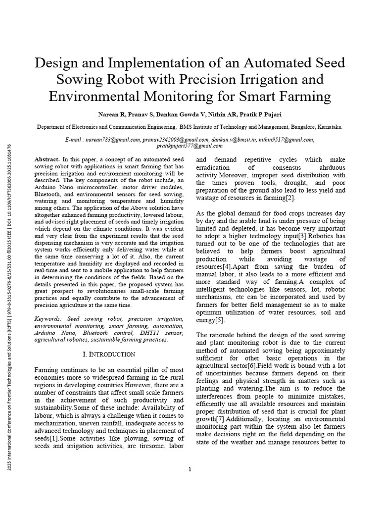 Automated Seed Sowing Robot for Smart Farming | PDF | Agriculture ...