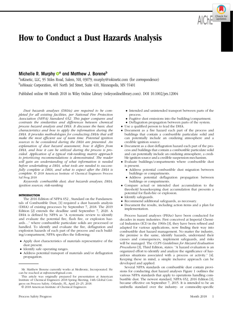 How To Conduct A Dust Hazards Analysis | PDF | Combustion | Risk