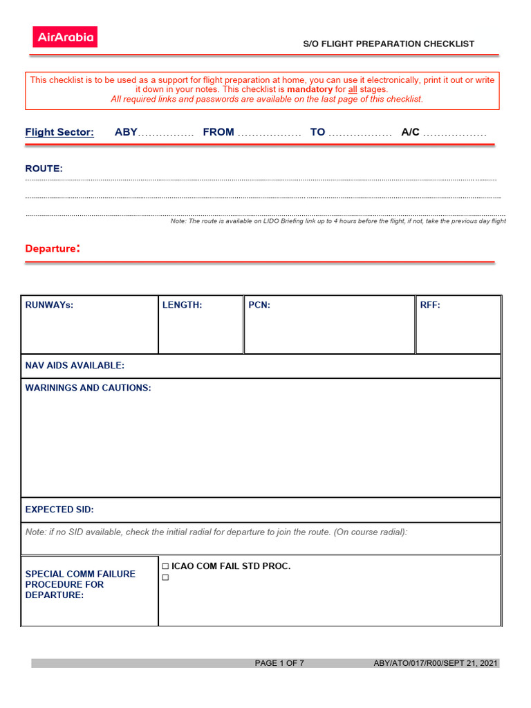 Flight Preparation Checklist Guide | PDF | Runway | Aviation Accidents ...