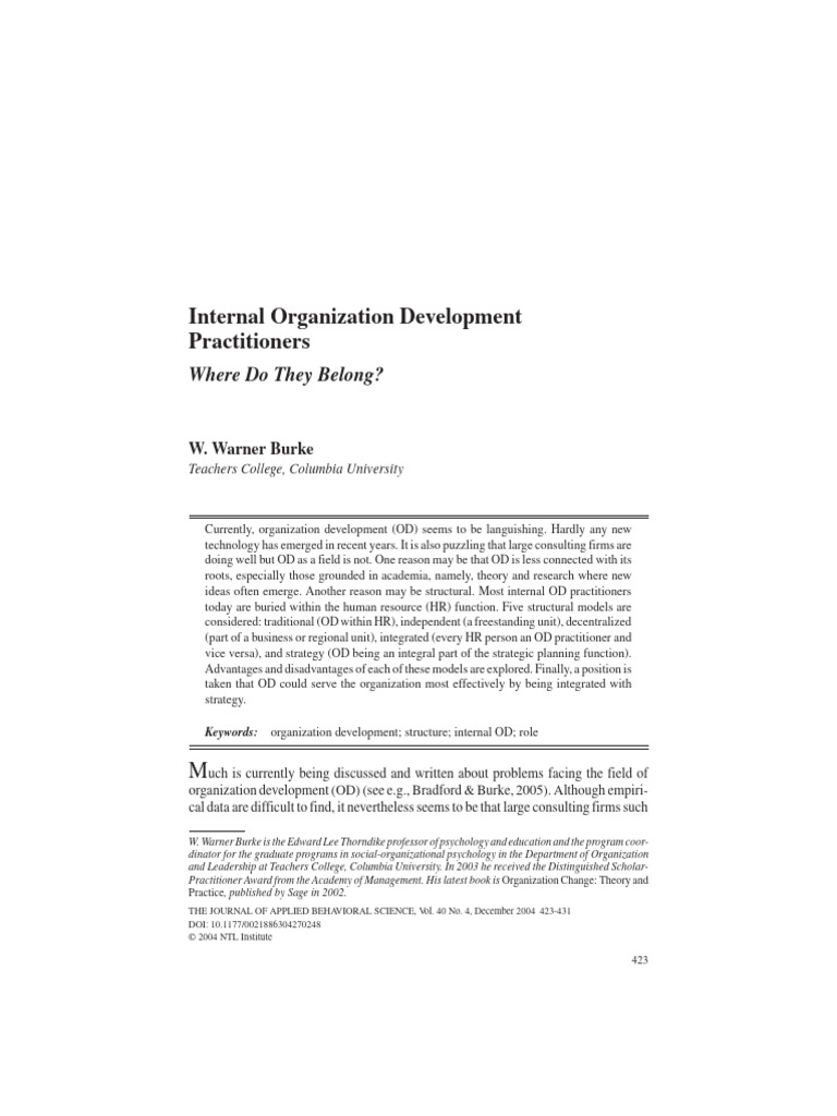 Internal Organization Development Models | PDF | Organization ...