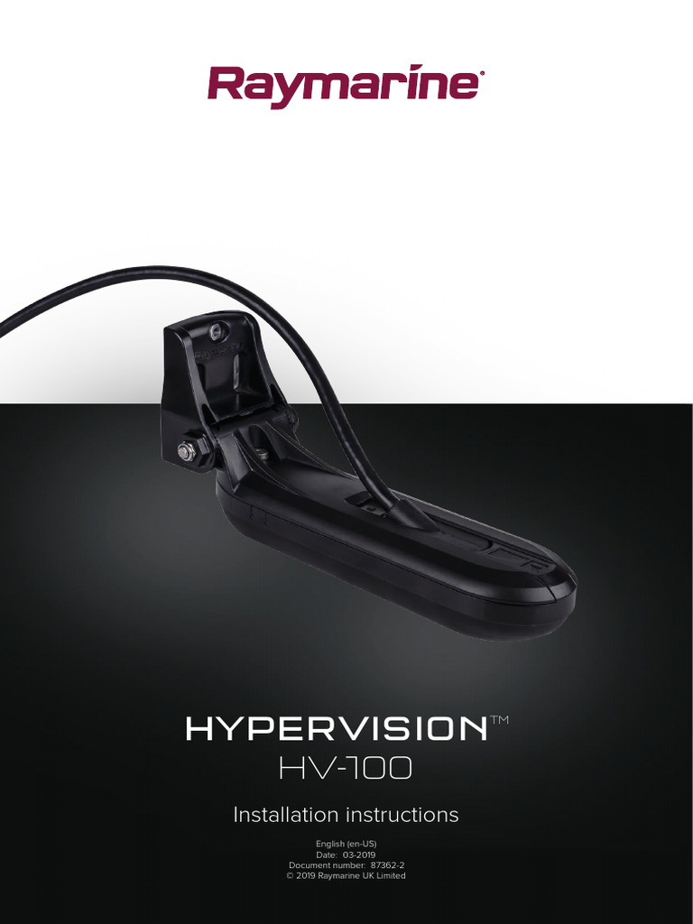 HyperVision HV-100 Transom Transducer Installation Instructions 87362-2 ...