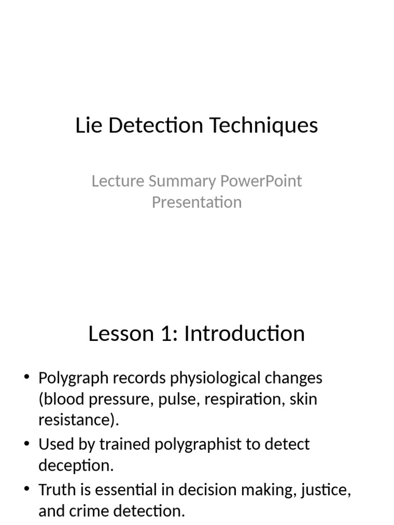 Lie Detection Techniques | PDF