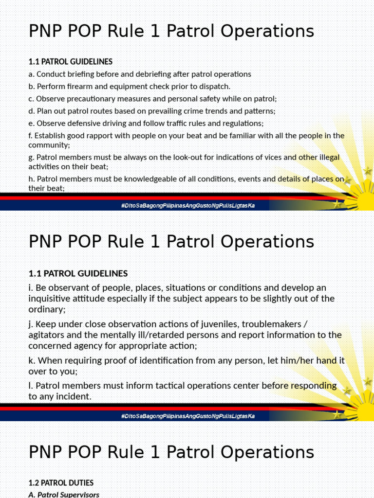PNP Patrol Operations Guidelines | PDF | Search Warrant | Arrest
