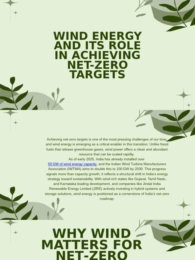 Wind Energy's Role in India's Net-Zero Goals | PDF | Wind Power ...