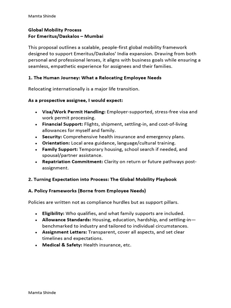 Global Mobility Framework for Emeritus | PDF | Risk | Policy