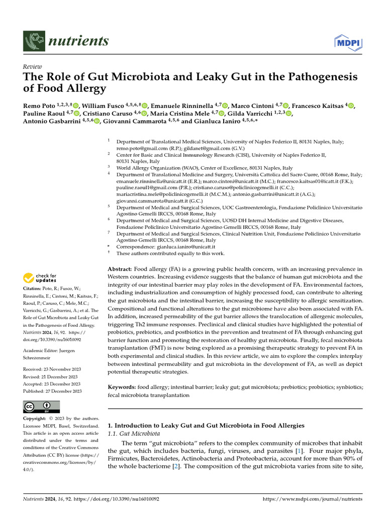The Role of Gut Microbiota and Leaky Gut in The Pathogenesis of Food ...
