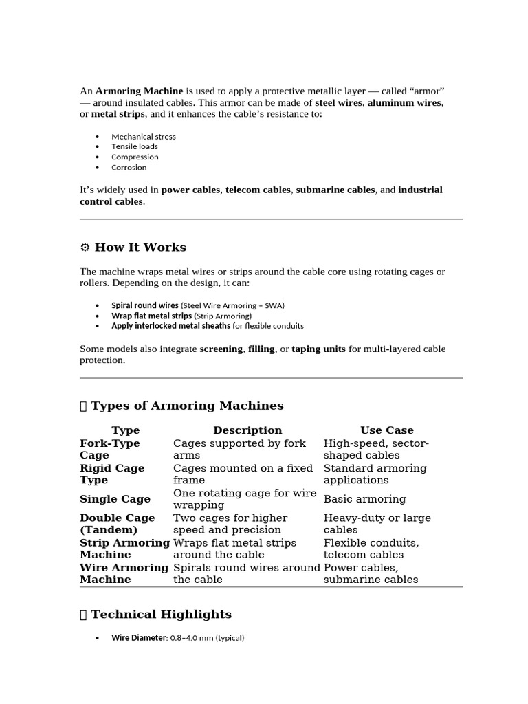 What is an Armoring Machine | PDF