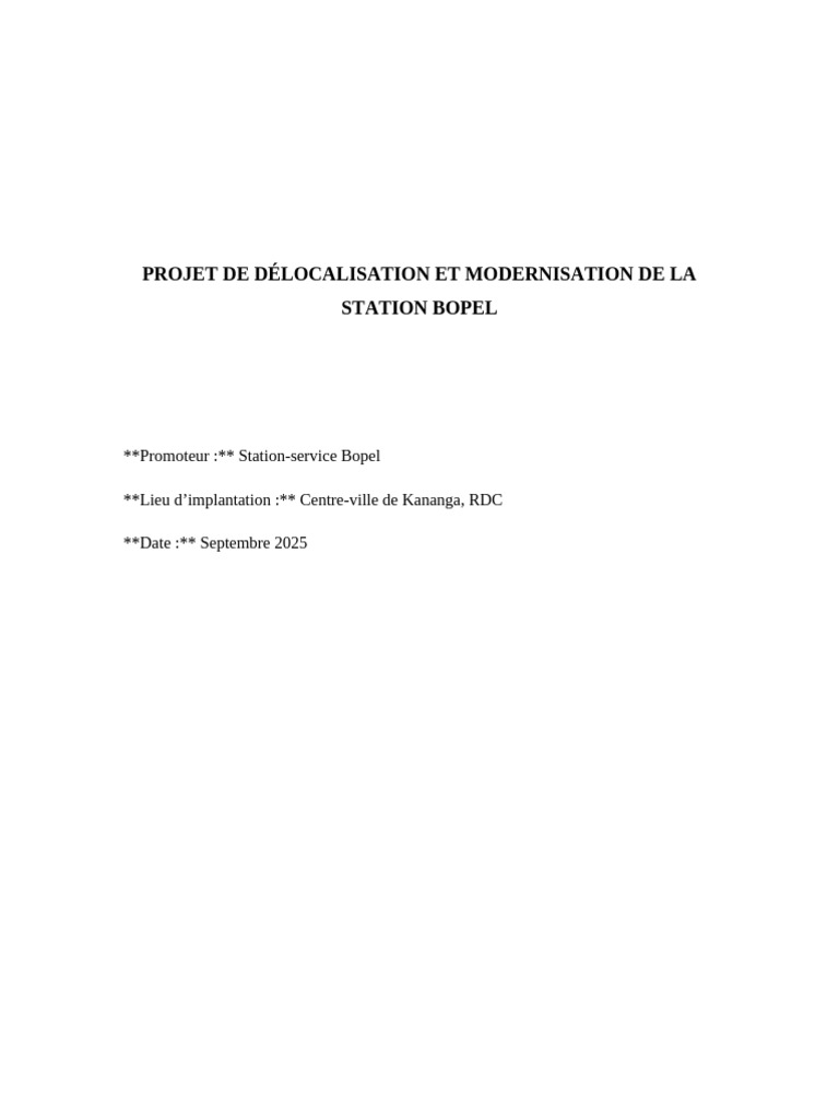 Modernisation de la Station Bopel à Kananga | PDF | Délocalisation ...
