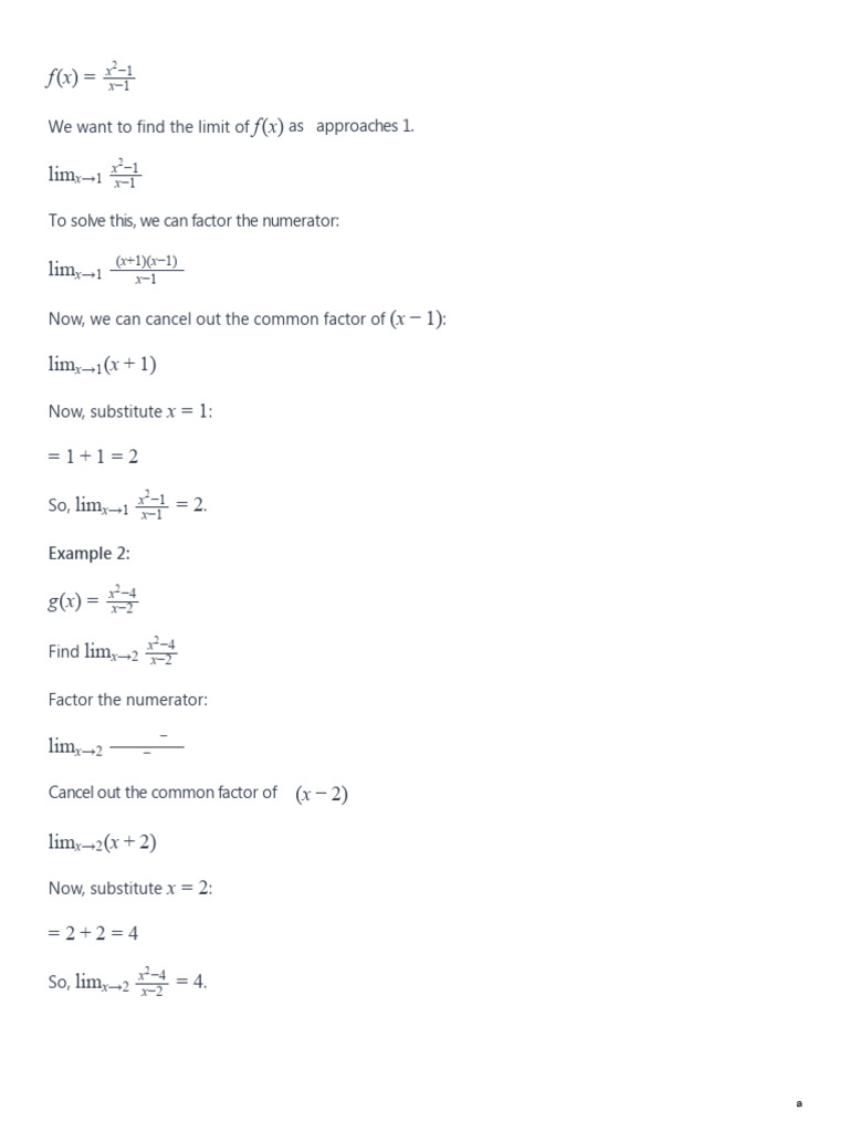 Finding Limits with Factoring Techniques | PDF