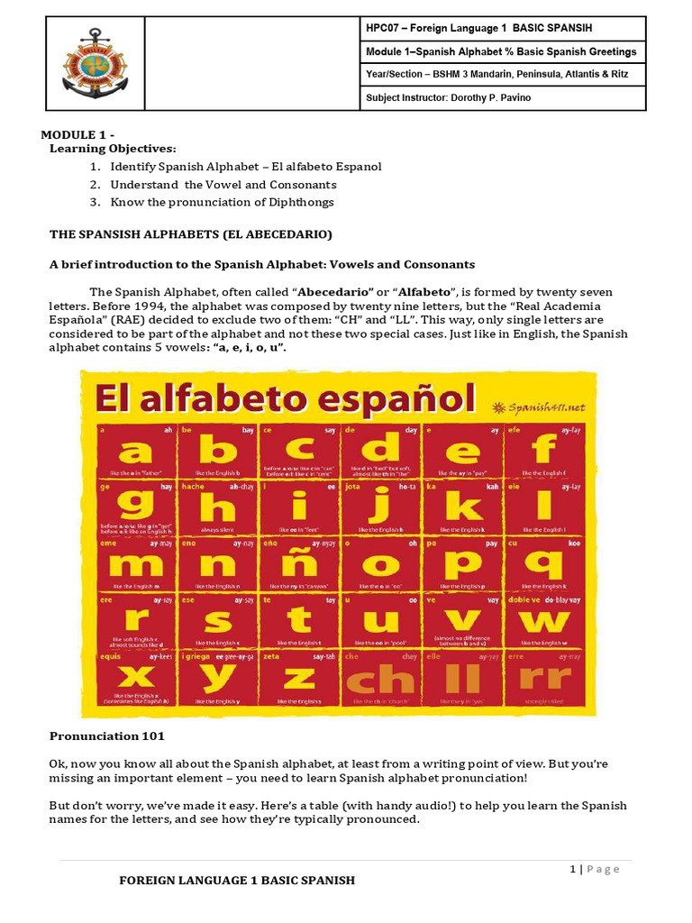 Week 1 Spanish Alphabets | PDF | Spanish Language | Alphabet