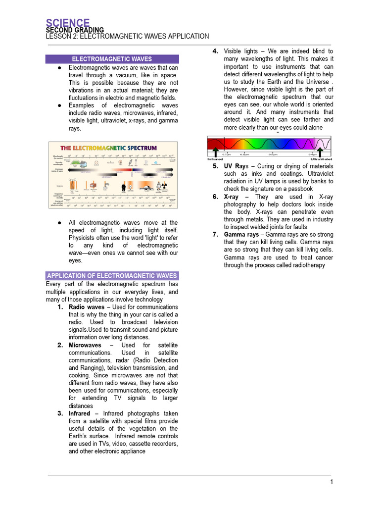 Applications of Electromagnetic Waves | PDF | Electromagnetic Radiation ...