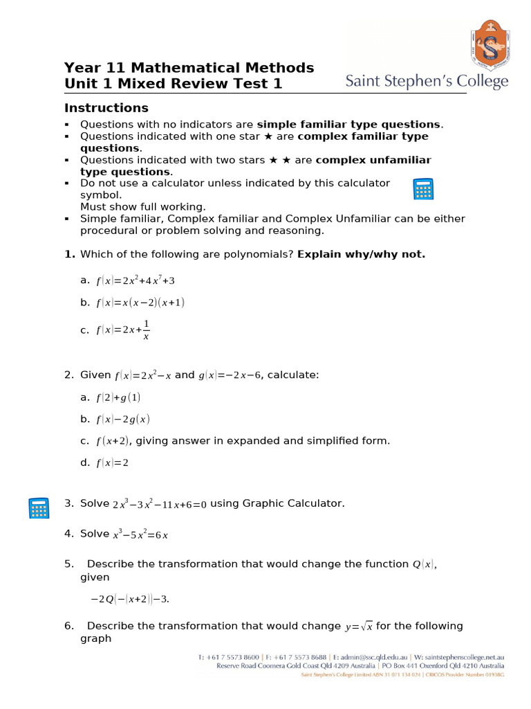 11MAM Mixed Review 1 2025 | PDF | Mathematical Objects | Mathematical ...