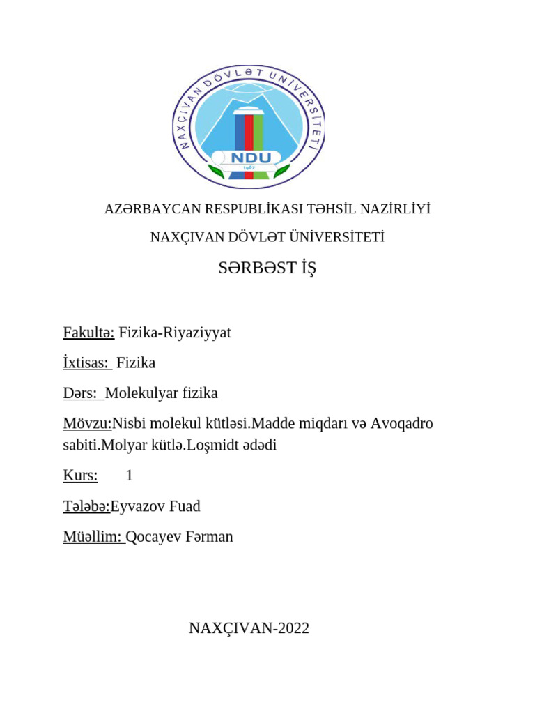 Nisbi Molekul Kütkəsi | PDF