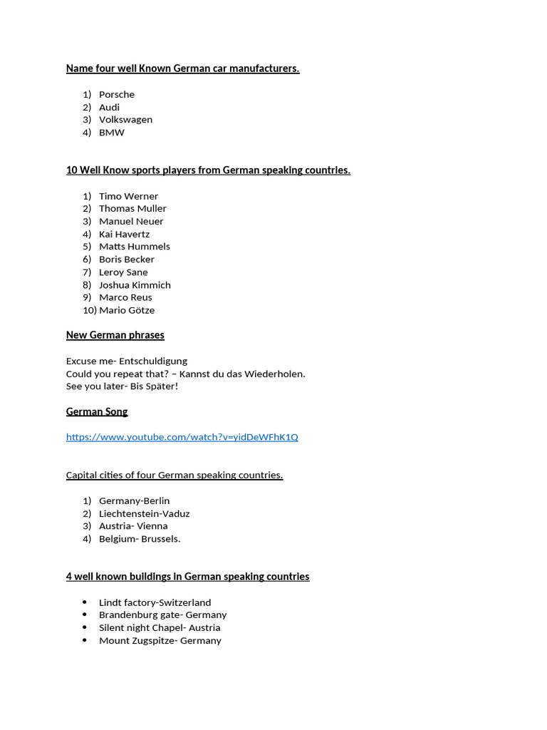 German Culture: Cars, Sports, and Language | PDF