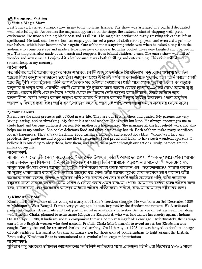Paragraph Writing | PDF