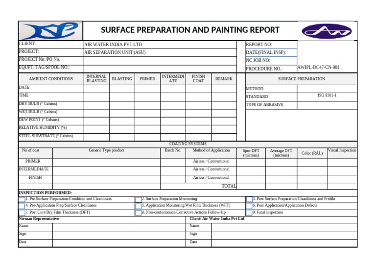 Painting Inspection Report | PDF