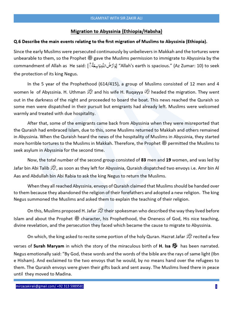 Early Muslim Migration to Abyssinia | PDF | Abrahamic Religions ...