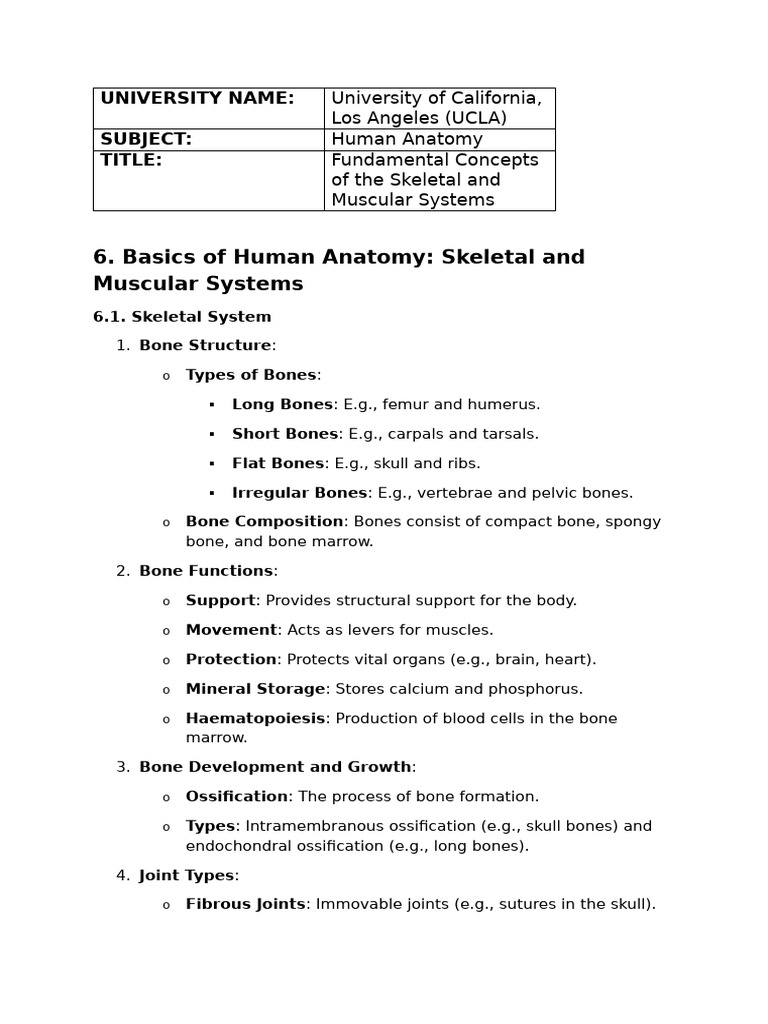 Fundamental Concepts of The Skeletal and Muscular Systems | PDF ...