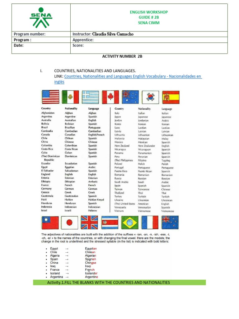 English Workshop 2b - Date, Plural Nouns | PDF