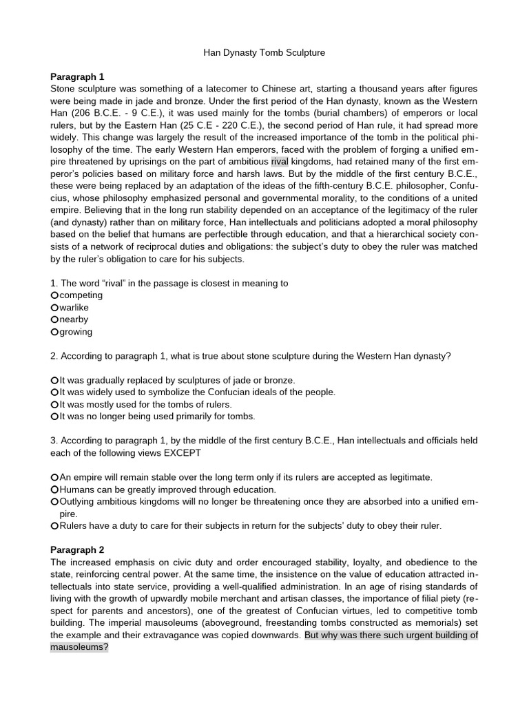 Han Dynasty Tomb Sculpture Overview | PDF | Confucianism | Han Dynasty