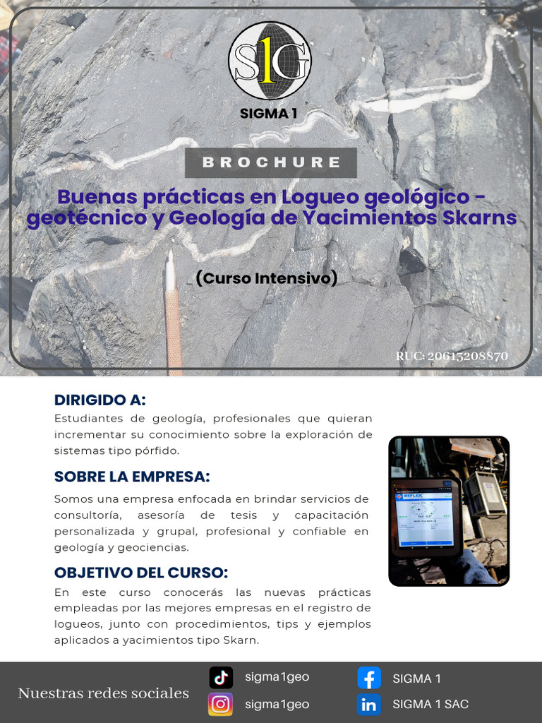 BROCHURE - SIGMA 1 - Buenas Prácticas en Logueo Geológico-Geotécnico y Geología de Yacimientos ...