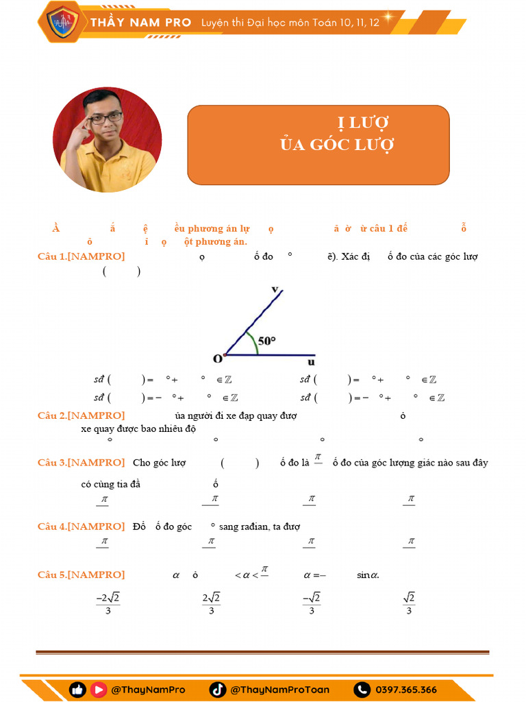 Gia Tri Luong Giac Cua Goc Luong Giac HDG | PDF
