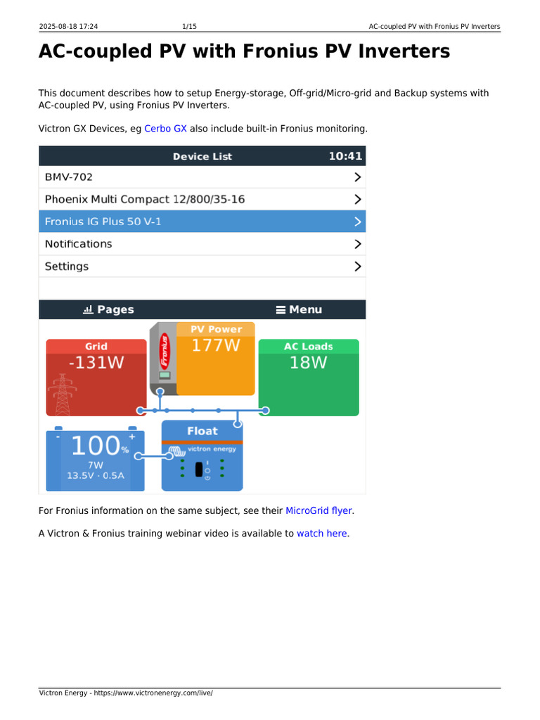 Ac-Coupled PV With Fronius PV Inverters | PDF | Ip Address | Local Area ...