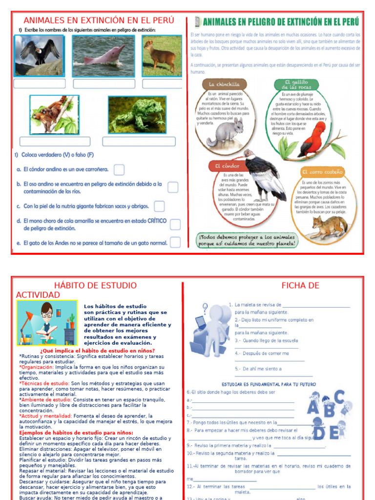 Animales en Extinción Ficha Vilma | PDF