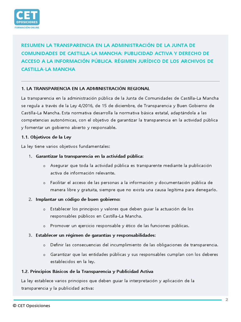 6.Resumen La Transparencia en La Administración | PDF | Leyes de ...