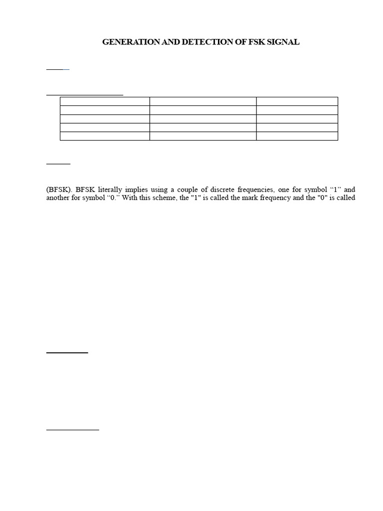FSK Signal Generation and Detection | PDF | Telecommunications ...