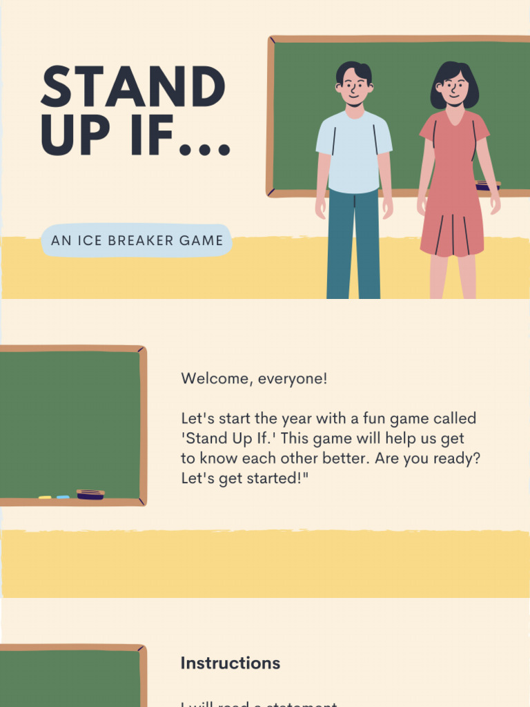 Stand Up If Ice Breaker Game Presentation in Colorful Playful Style | PDF