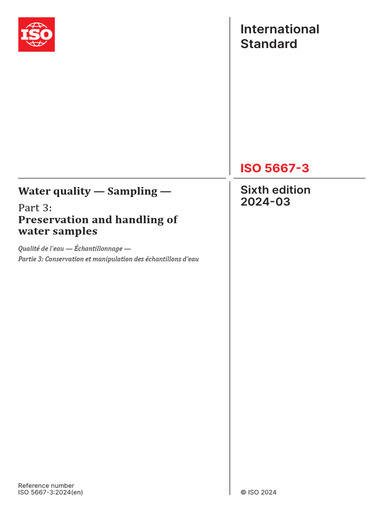 ISO 5667-3 (2024) - Condições de Conservação | PDF | Verification And ...