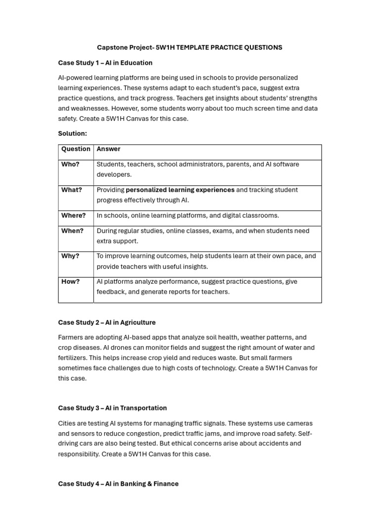Capstone Project-5w1h Canvas and Empathy Map | PDF | Artificial Intelligence | Intelligence (AI ...