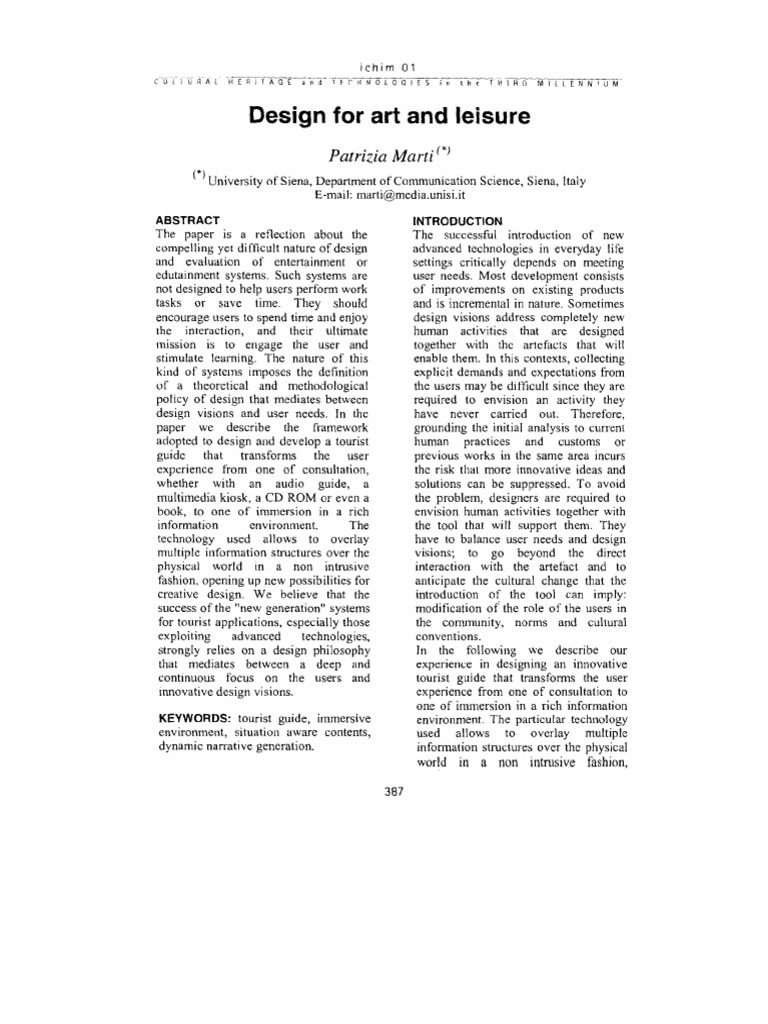 Designing Immersive Tourist Guides | PDF | Information | Experience