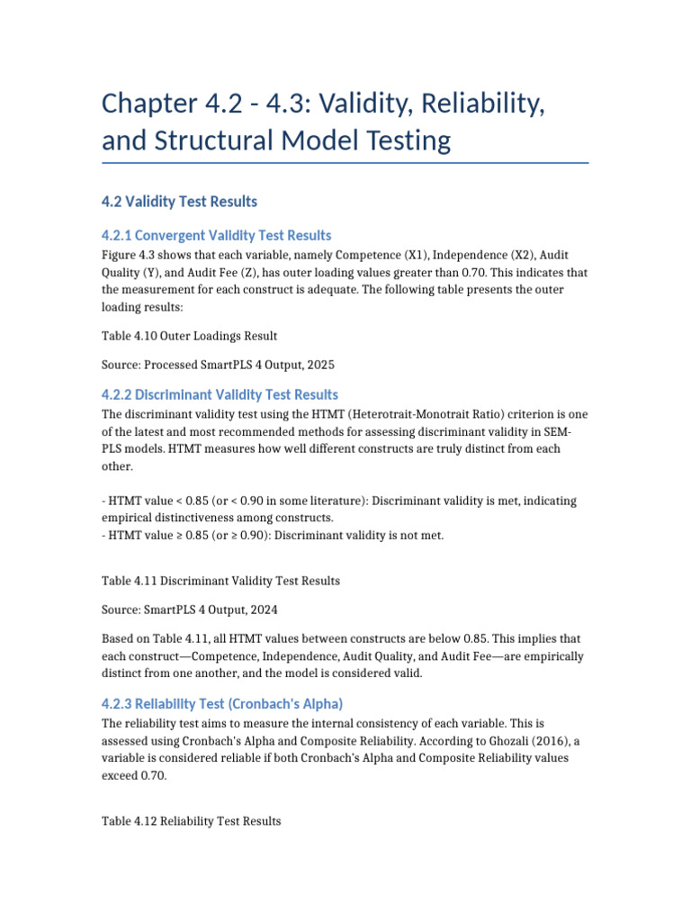 Validity and Reliability Testing Results | PDF | Validity (Statistics ...