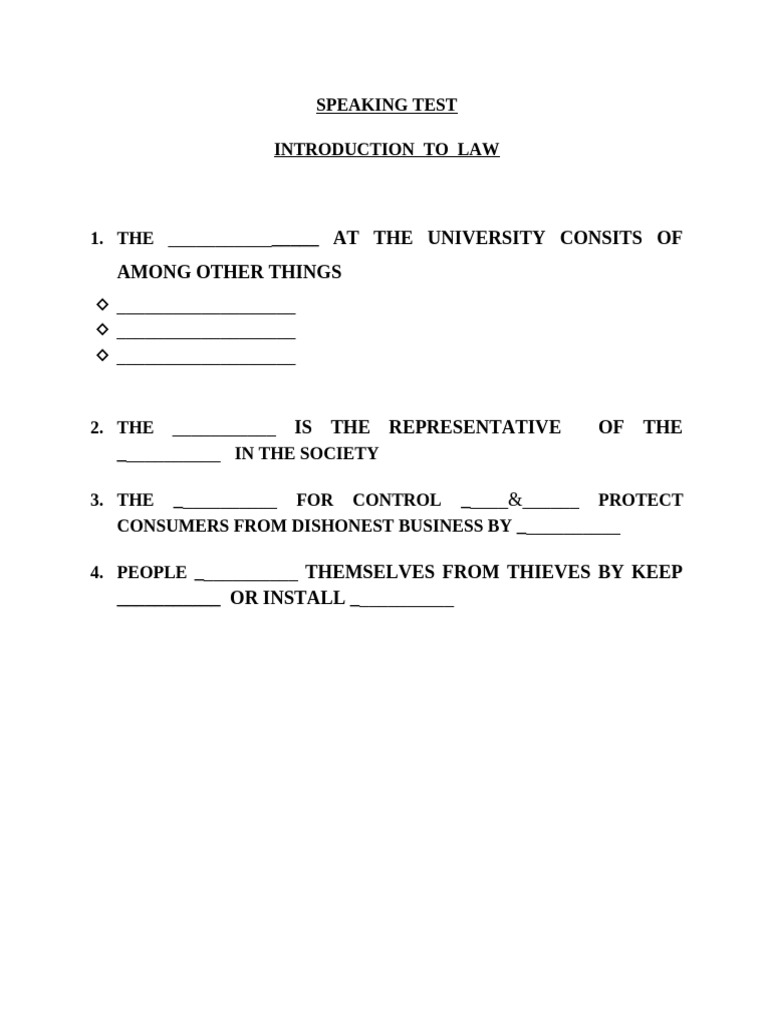 Speaking Test of Introduction To Law | PDF
