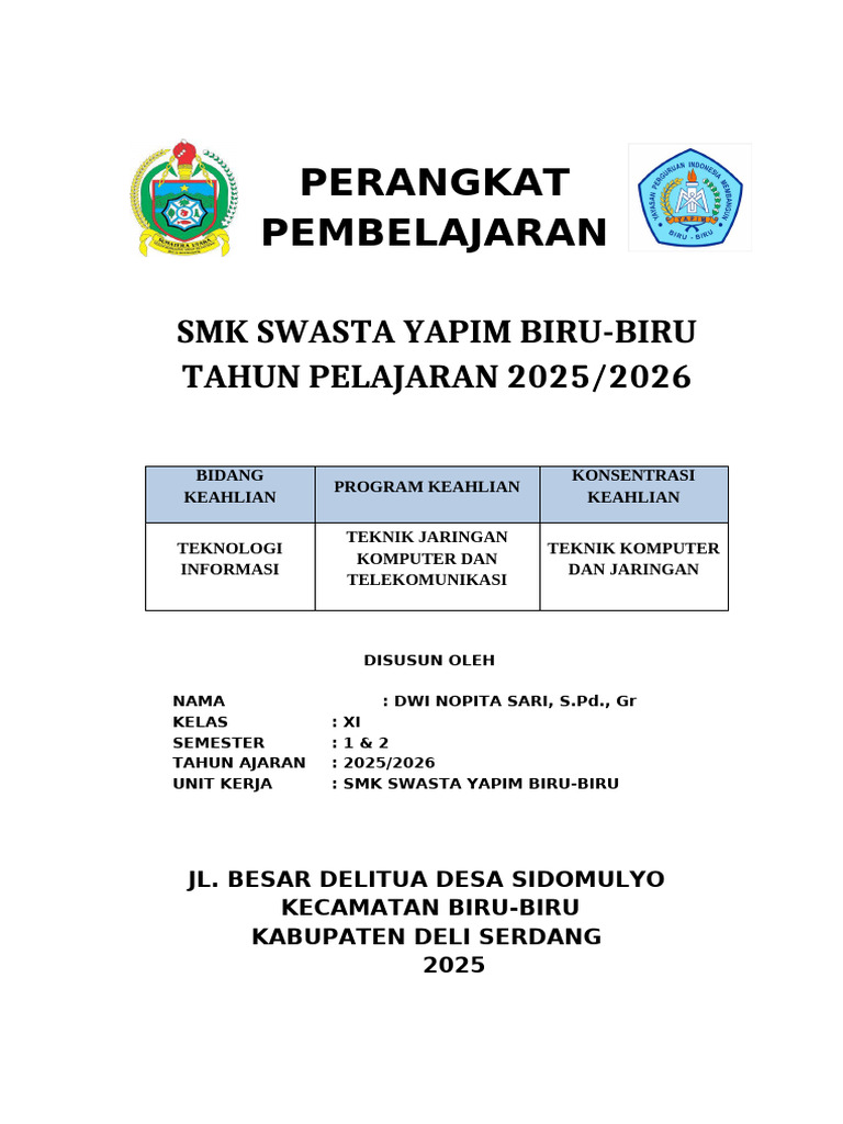 Cover Perangkat Pembelajaran | PDF