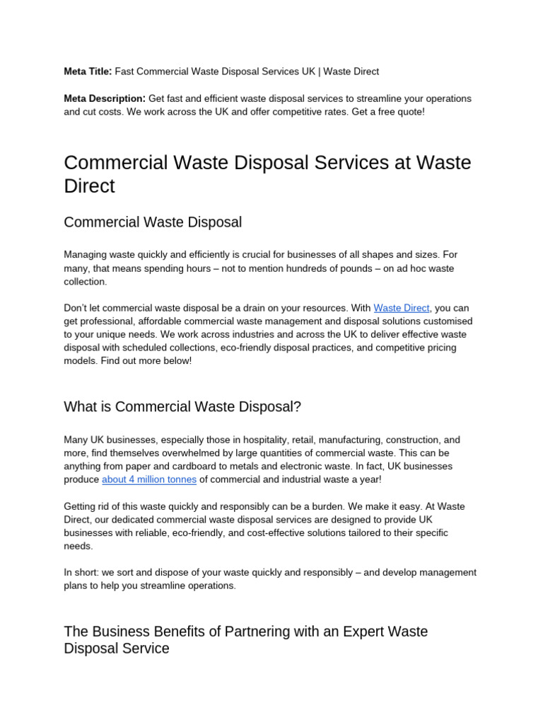 UK Commercial Waste Disposal Services | PDF | Waste | Waste Management