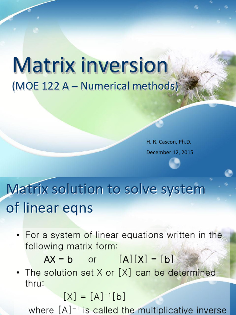 1 Matrix Inversion by Gauss Jordan Elimination 2 | PDF | Matrix ...
