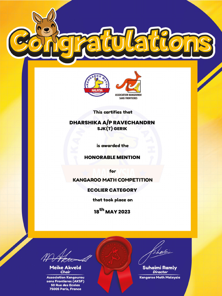 Kmc2023 SJK (T) Gerik Dharshika A P Ravechandrn 321145 | PDF