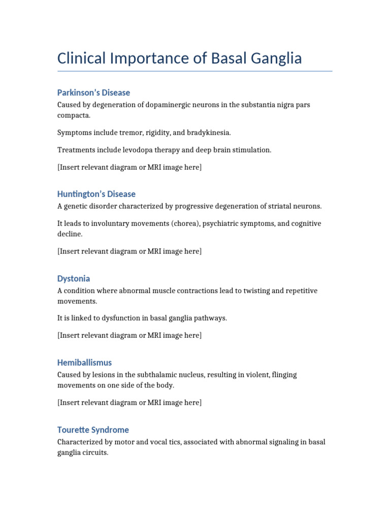 Basal Ganglia Disorders and Diagnosis | PDF