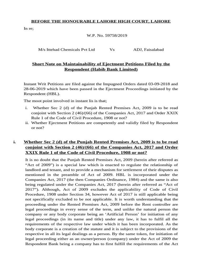 Ejectment Petition Maintainability Analysis | PDF | Justice | Crime ...