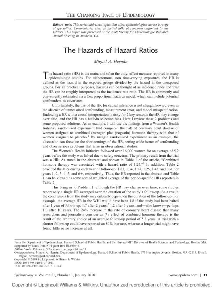 The Hazards of Hazard Ratios | PDF | Epidemiology | Confounding