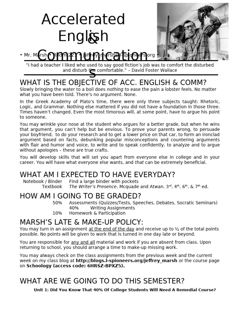 Class Syllabus Accl Eng Comm | PDF | Sat