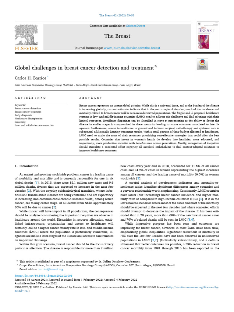 Global Breast Cancer Challenges in LMICs | PDF | Cancer | Screening ...