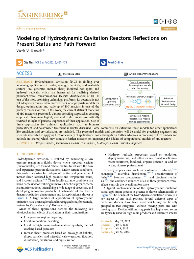 Modeling Hydrodynamic Cavitation Reactors | PDF | Fluid Dynamics ...