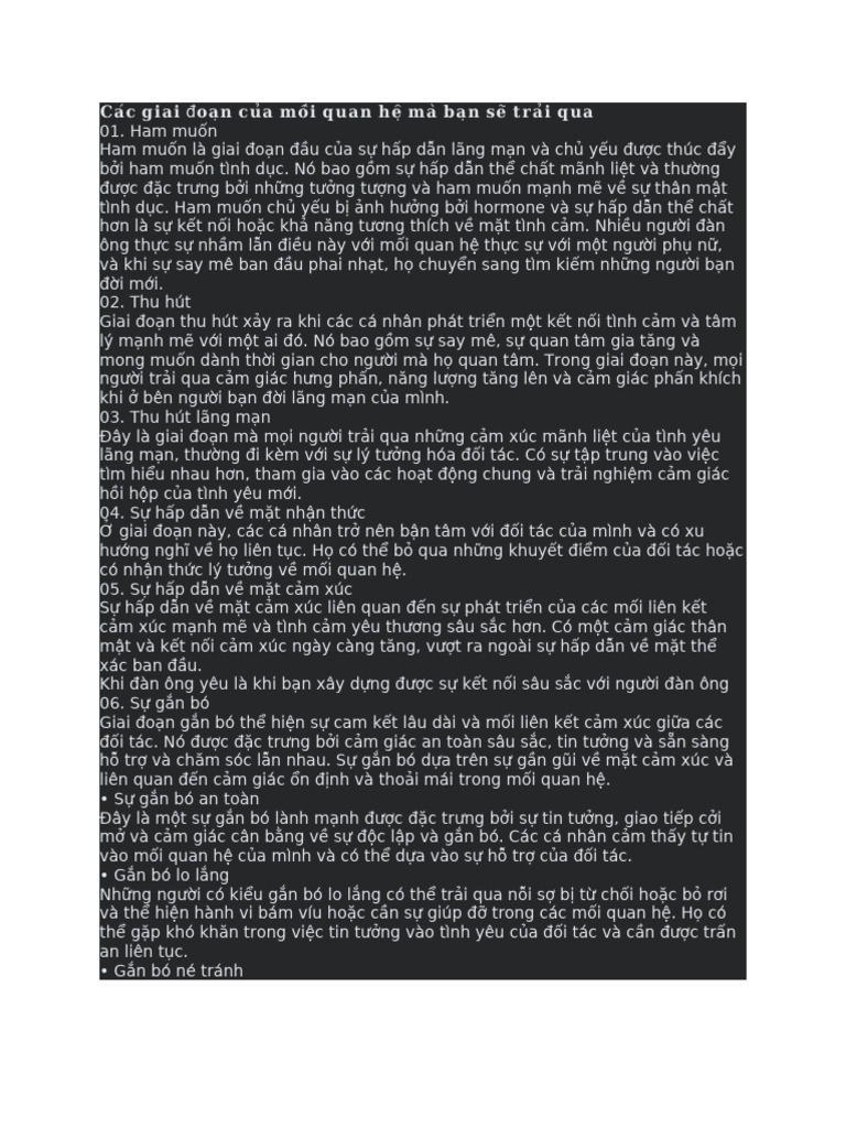 Cac Giai Doan Cua MQH | PDF