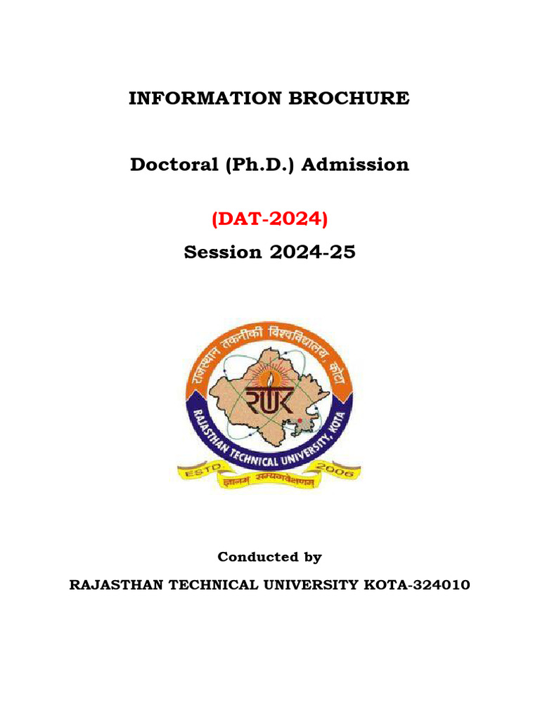 RTU Ph.D. Admission Guide 2024-25 | PDF | Doctor Of Philosophy | Credit ...
